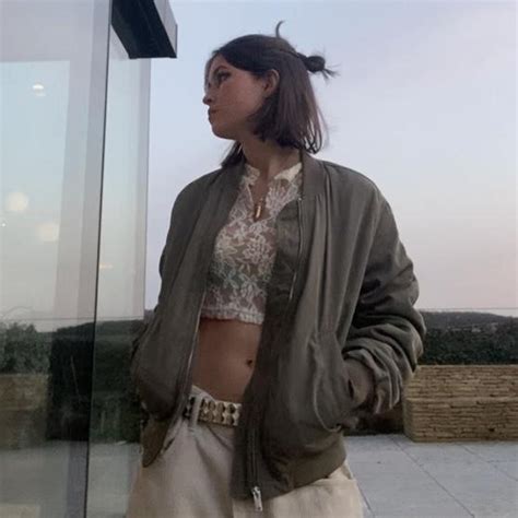 Khaki Bomber Jacket With Orange Lining So Sick No Depop