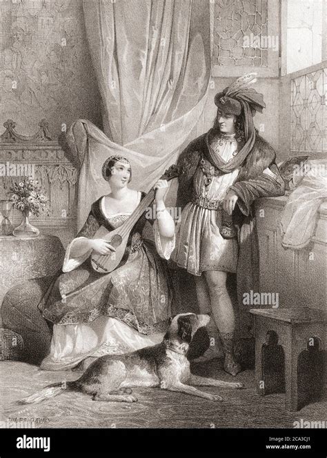 King Charles Vii Of France With His Chief Mistress Agnes Sorel After A