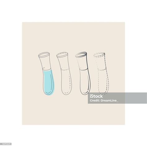 다양한 스타일로 수행된 실험을 위한 4개의 화학 시험관의 벡터 세트 0명에 대한 스톡 벡터 아트 및 기타 이미지 0명 4