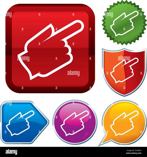Vector Illustration Set Shiny Icon Series On Buttons Pointing Stock