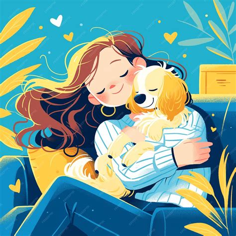 Premium Vector Cavapoo Snuggling With Its Owner On The Couch