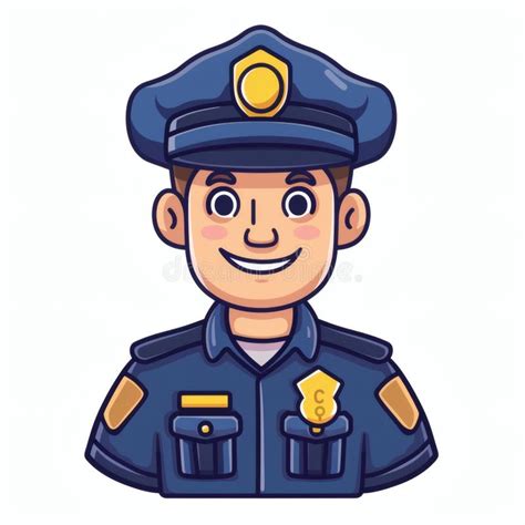 Police Officer In Uniform Patrolling City Street Stock Illustration