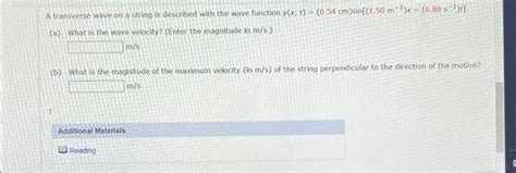 Solved A Transverse Wave On A String Is Described With The