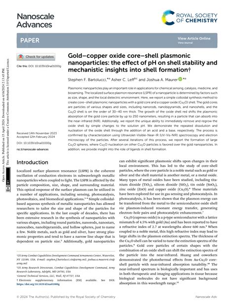 Pdf Goldcopper Oxide Coreshell Plasmonic Nanoparticles The Effect