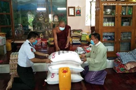 အောင်လံမြို့၌ Stay At Home ကာလအတွင်း သံဃာတော်များ ဆွမ်း အခက်အခဲမရှိစေရန် ဆွမ်းဆန် ၃၇ အိတ်နှင့