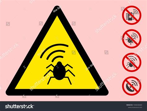 Vector Radio Bug Flat Warning Sign Stock Vector Royalty Free 1948430683 Shutterstock