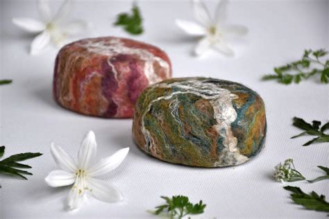 Felted Goat Milk Soap Set Of 2 Bars For Sensitive Skin With Alpaca