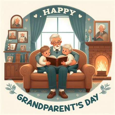 Une affiche de la journée des grands parents heureux Image Premium