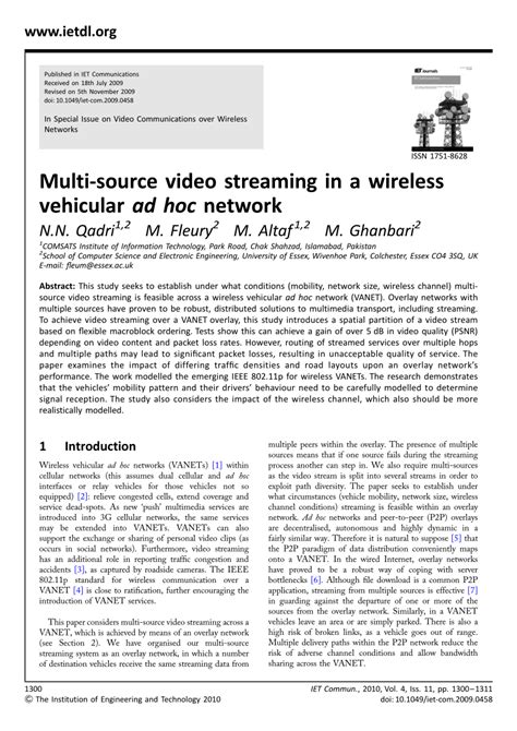 Pdf Multi Source Video Streaming In A Wireless Vehicular Ad Hoc Network