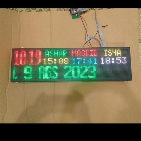 Jual PROMO Display Led Waktu Sholat Digital Musholla Jam Dinding Masjid Running Text Timer