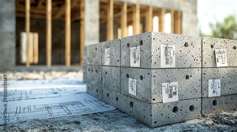 Stack Of Concrete Foundation Blocks With Price Tags Attached Partially