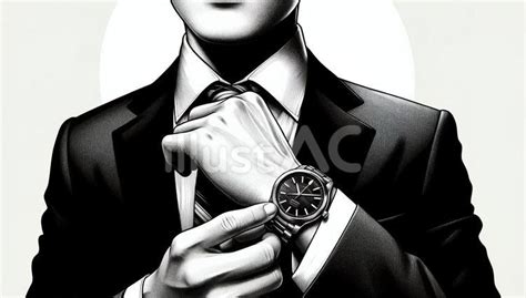腕時計を指す男性サラリーマンイラスト No 24583764｜無料イラスト・フリー素材なら「イラストac」