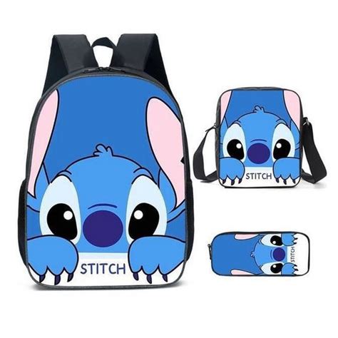 Sac à dos Lilo Stitch 45x14x31cm Cartable à Bandoulière 3D Imprimer