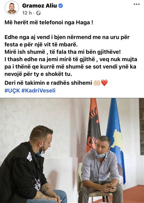 Mozzik për Veselin Më telefonoi nga Haga edhe nga ai vend i bie ndërmend të na uroj për festa