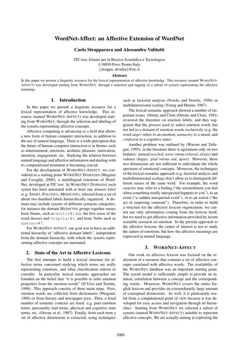 PDF WordNet Affect An Affective Extension Of WordNet