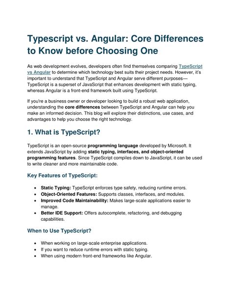 Ppt Typescript Vs Angular Core Differences To Know Before Choosing