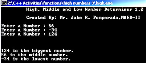 Lowest Middle And Highest Number Determiner Version 10 Free Source