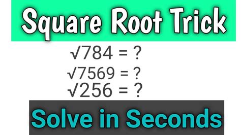 Trick To Find Square Root Of Any Number Square Root In Seconds Mathematics YouTube