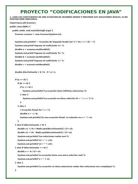 Ejercicios De Programación En Java Pdf División Matemáticas