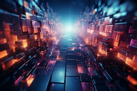 Premium Ai Image Abstract Background With Glowing Cubes Technology Concept