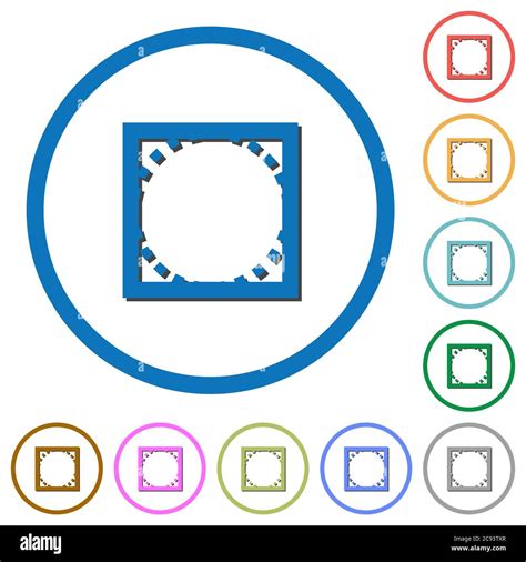 Rounded Corner Settings Flat Color Vector Icons With Shadows In Round Outlines On White