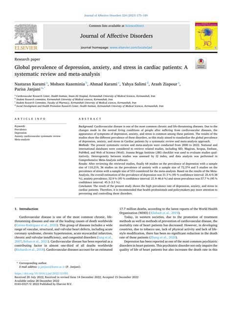 Pdf Global Prevalence Of Depression Anxiety And Stress In Cardiac
