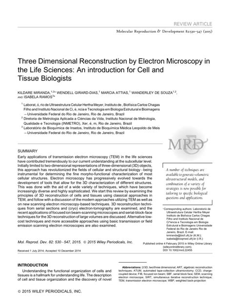 Three Dimensional Reconstruction By Electron Microscopy In Pdf Electron Microscope