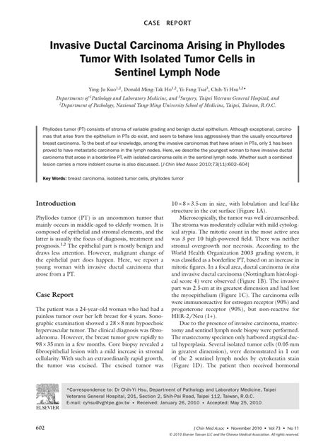 Pdf Invasive Ductal Carcinoma Arising In Phyllodes Tumor With