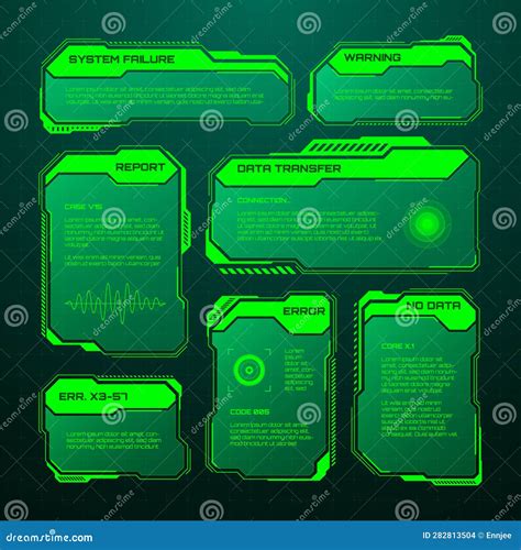 Green Futuristic Hud Ui Elements Sci Fi User Interface Text Boxes Callouts Stock Vector