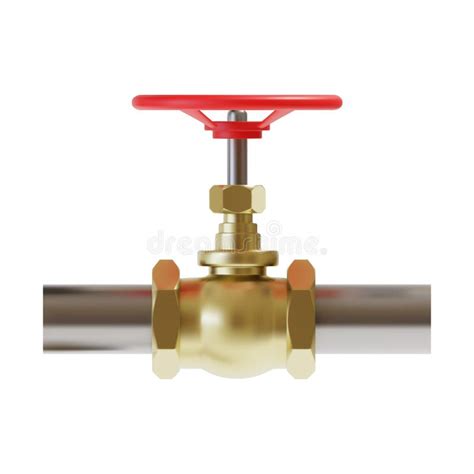 Realistic Detailed 3d Steel Metallic Pipe With Valve Vector Stock
