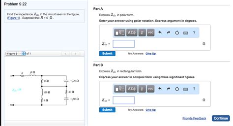 solved find the impedance z ab in the circuit seen in the