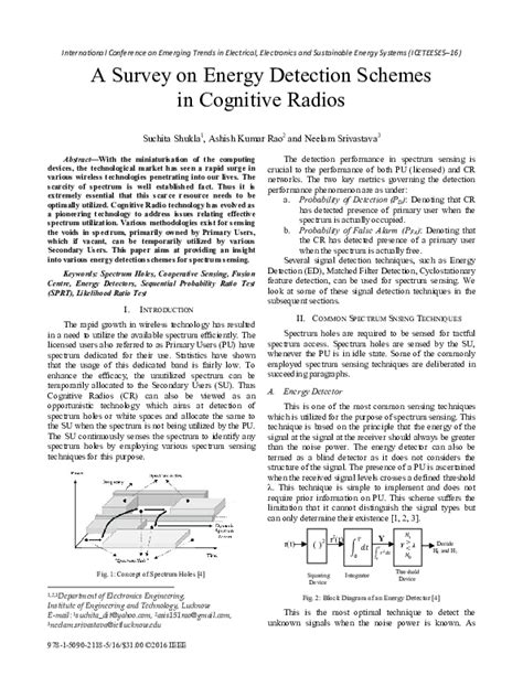 pdf a survey on energy detection schemes in cognitive radios