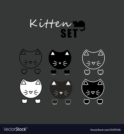 Kitten Set Royalty Free Vector Image Vectorstock