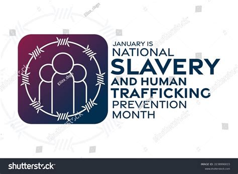 January National Slavery Human Trafficking Prevention Stock Vector