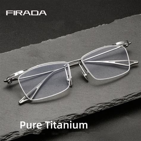 Firada Fashion Luxury Eyewear Retro Square Titanium Half Frame