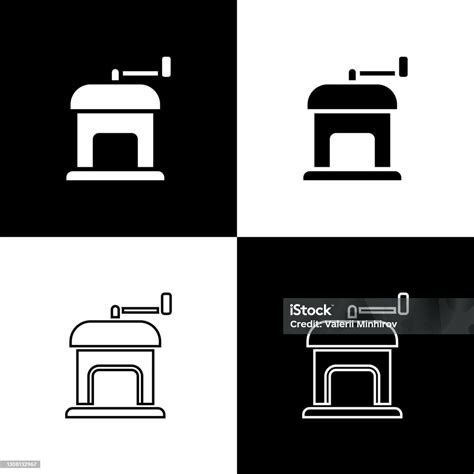 흑백 배경에 격리 된 수동 커피 분쇄기 아이콘을 설정합니다 벡터 0명에 대한 스톡 벡터 아트 및 기타 이미지 0명 검은색 고풍스런 Istock