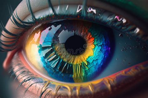 Ai Generative Stunning Macro Image Of The Vibrant Human Eye Colorful