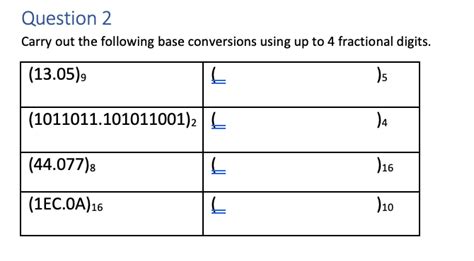 Solved Carry Out The Following Base Conversions Using Up To