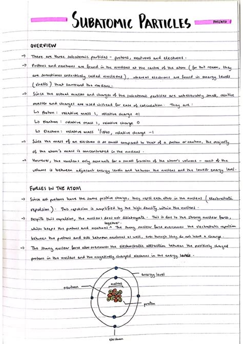 Aqa A Level Chemistry Handwritten Notes Atomic Structure Unit 3 1 1 Atomic Structure