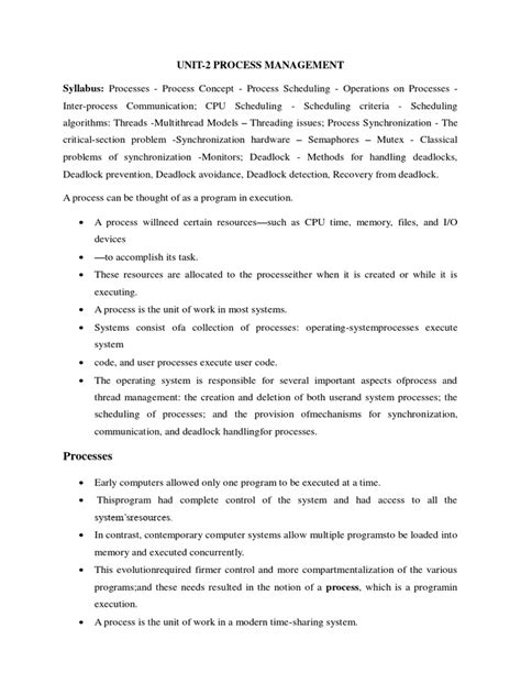 Al3452 Os Unit 2 Pdf Scheduling Computing Process Computing