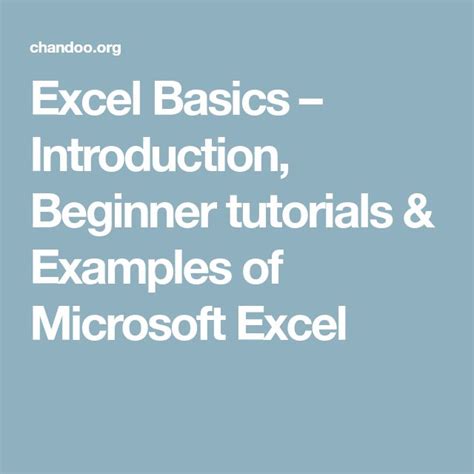 Excel Basics Introduction Beginner Tutorials And Examples Of Microsoft