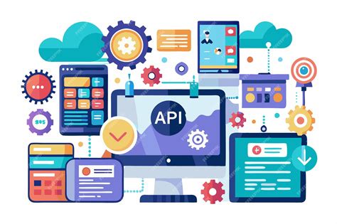 This Graphic Showcases Various Digital Tools And Components Related To Api Integration And