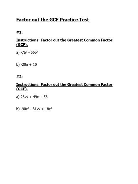 40factoroutthegcfpracticetest Pdf