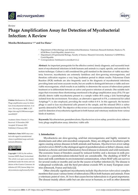 Pdf Phage Amplification Assay For Detection Of Mycobacterial