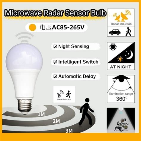 Smart Light Bulb E27 Radar Sensor Light Motion Led Globe Bulb Microwave Ambient Motion Auto On