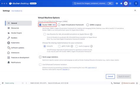 Docker Desktop 4 35 Organization Access Tokens Volumes Export Integrated Terminal Docker Vmm