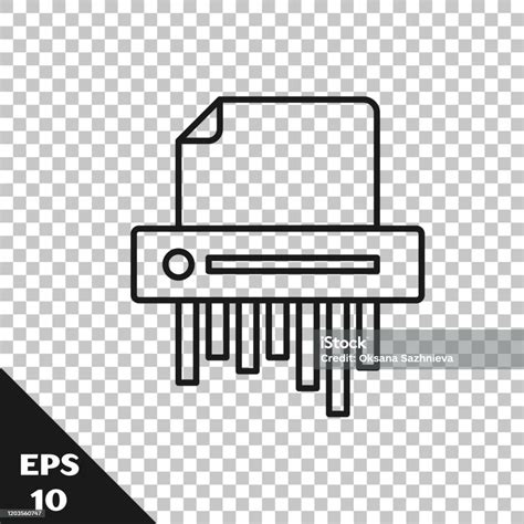 블랙 라인 종이 분쇄기 기밀 및 개인 문서 사무실 정보 보호 아이콘 투명 한 배경에 격리 벡터 일러스트레이션 0명에 대한 스톡 벡터 아트 및 기타 이미지 Istock