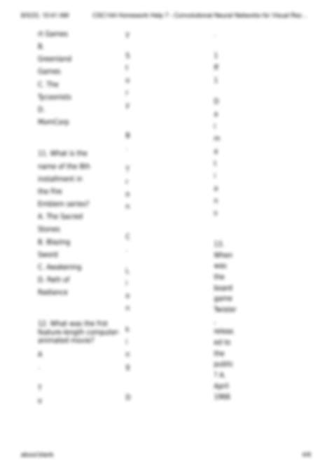 SOLUTION Csc144 Homework Help 7 Convolutional Neural Networks For