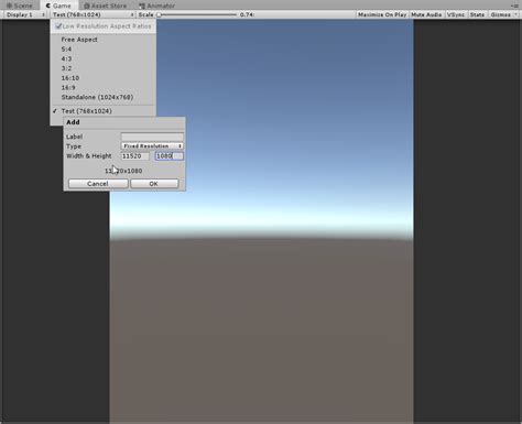 setting up a project for a custom aspect ratio and large resolution
