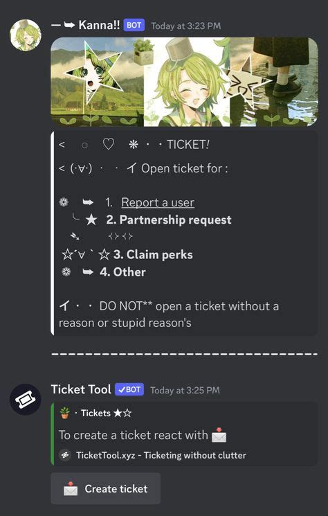 Discord Ticket Layout